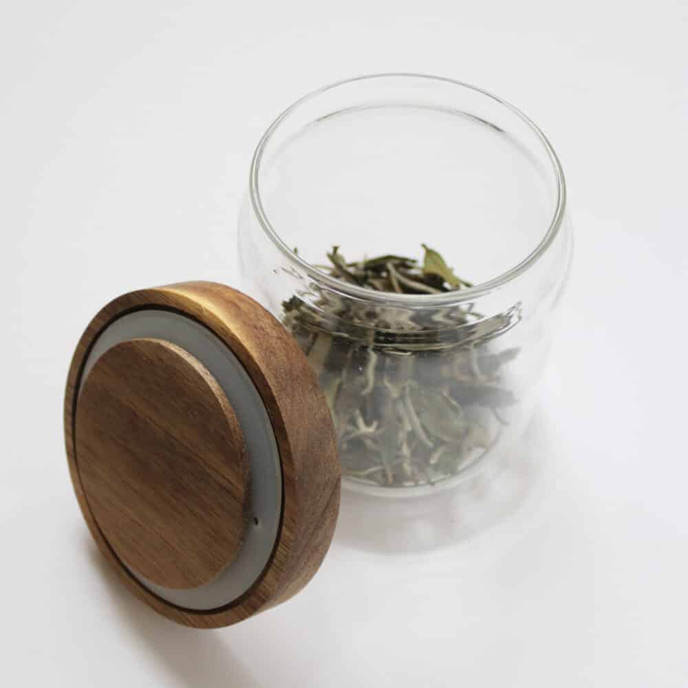 Tea Storage Jar with Acacia Lid – Airtight Glass | Teapro